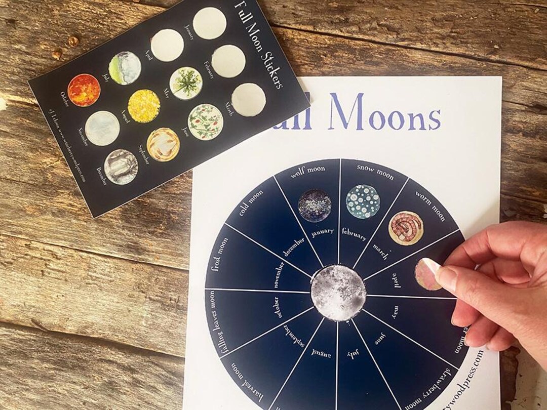 Full Moon Names Calendar & Sticker Countdown | Lunar Print Artwork ...