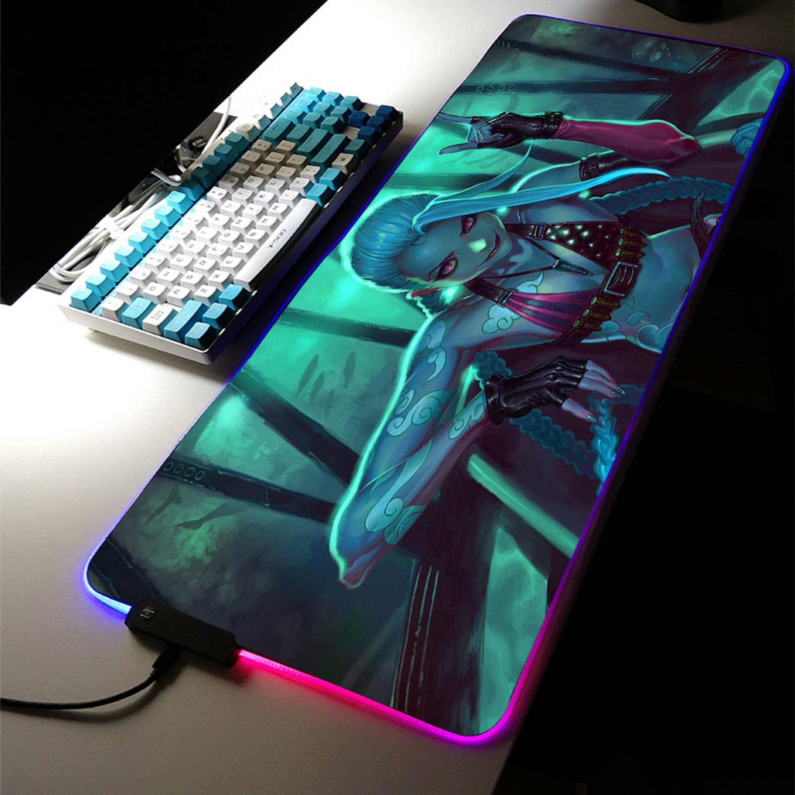 Led Mousepad Rgb Arcane Jinx Gaming Deskpad Mouse Pad PC Laptop Gamer ...