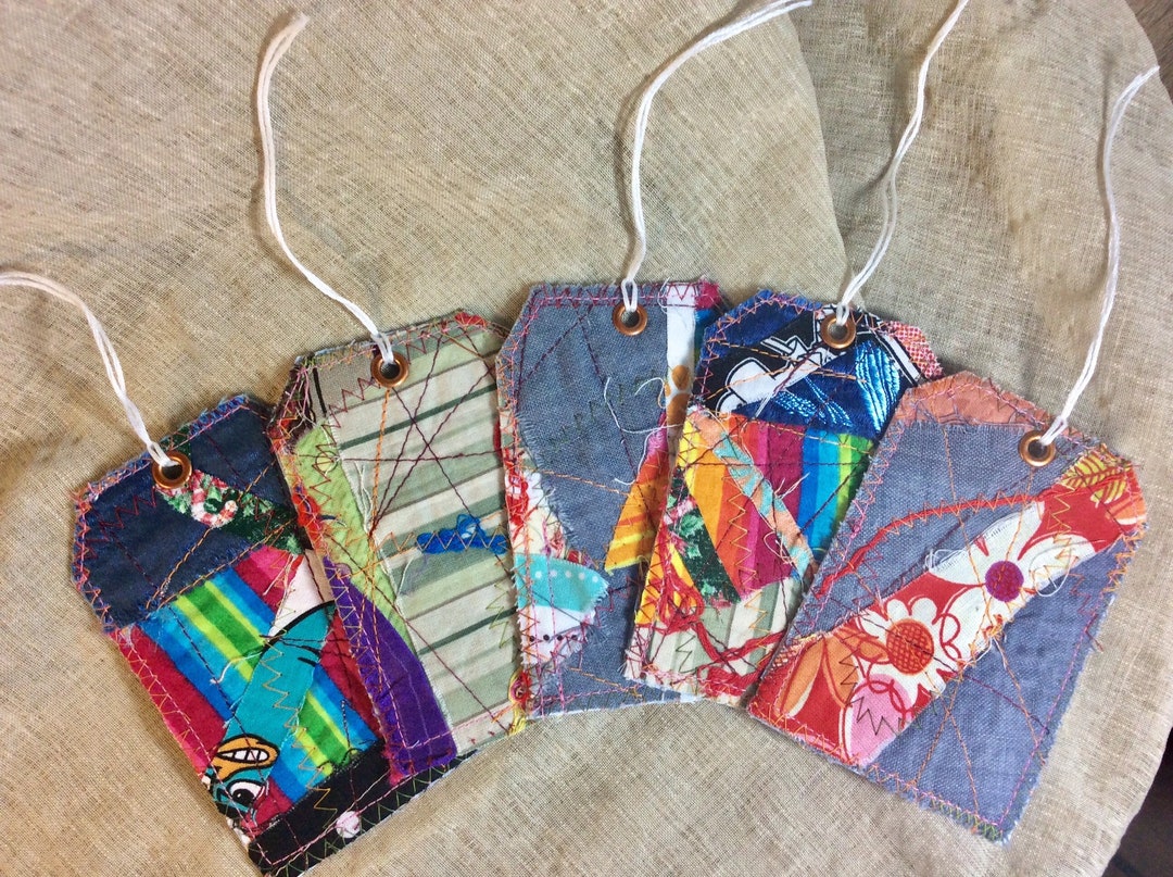 Fabric Scrap Bin Tags: Shabby Chic Quilted Basket Labels - Etsy