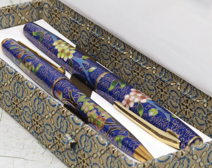Golden Star Cloisonne Fountain Pen & Ballpoint Pen Set (new Old Stock ...