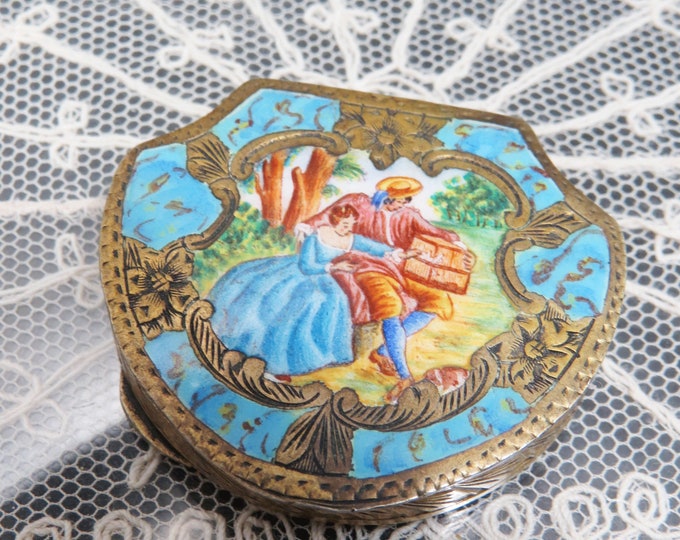 Guilloche Enamel & Silver Trinket Pill Box, Bellini Florence, Vintage ...