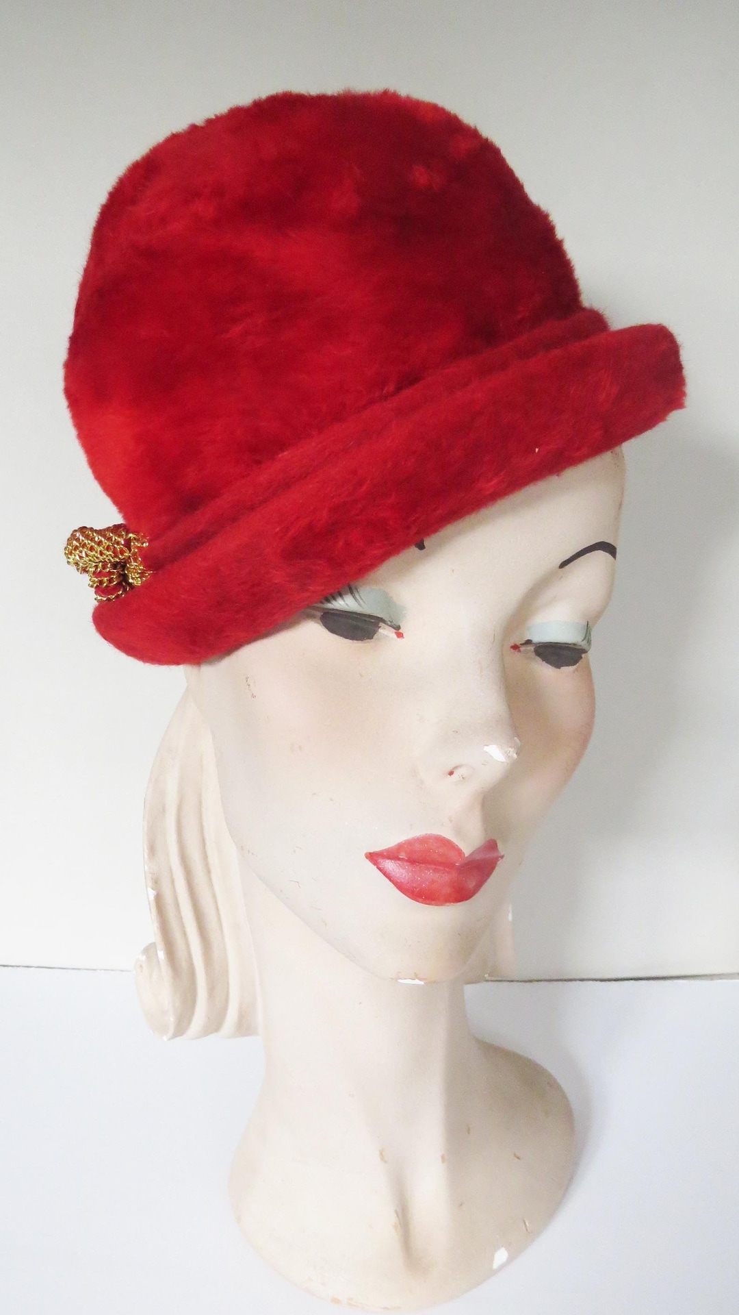 Vintage Don Anderson Furry Red Pillbox Hat Valentine's Day Austria - Etsy