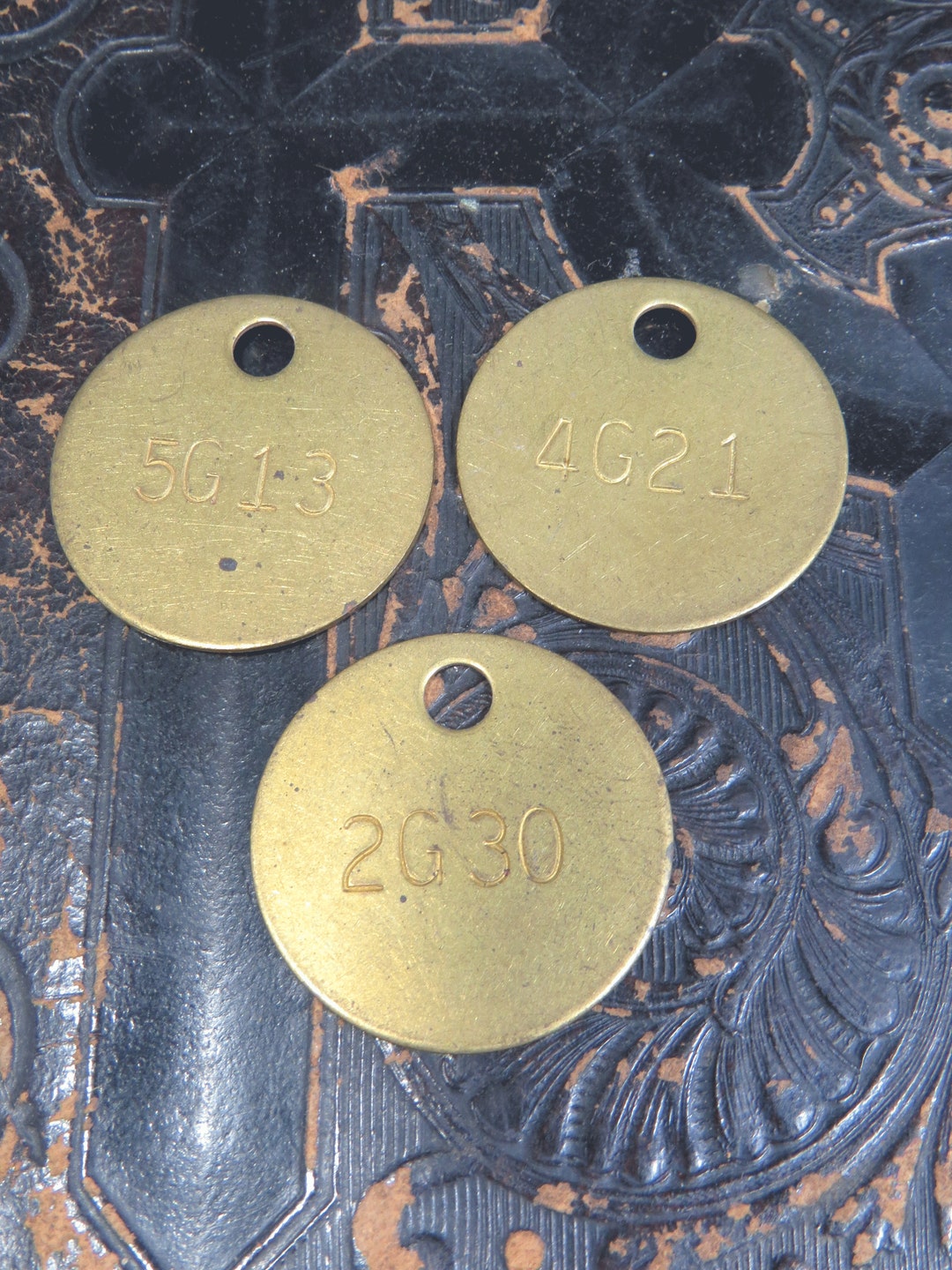 3 Brass Number Tags, Vintage Charms, Industrial, Key Chain - Etsy