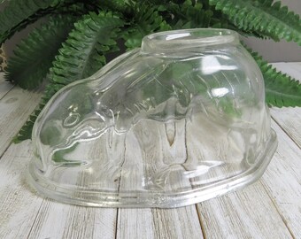 1970s Vintage Clear Glass Bunny Rabbit Jello Mold Glass Rabbit Candy ...