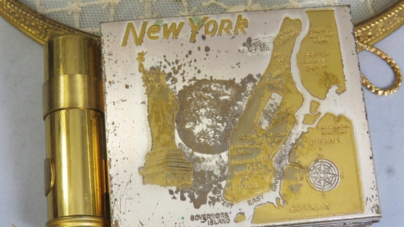 Vintage New York City Map & Lady Liberty Powder Compa… - Gem