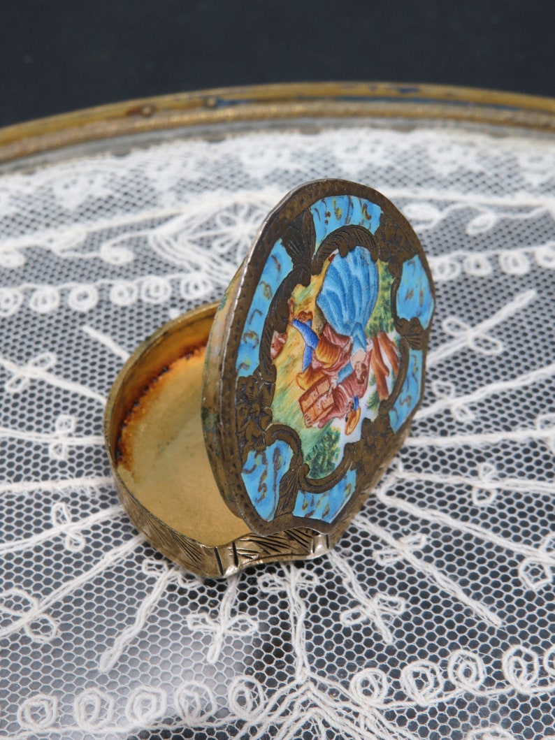 Guilloche Enamel & Silver Trinket Pill Box Bellini Florence | Etsy