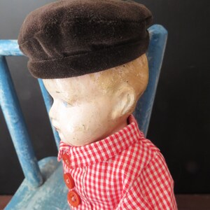 Vintage Paper Mache Boy Doll Hand Painted Face Excelsior Stuffing ...