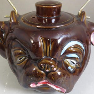 Vintage Bulldog Redware Pottery Teapot Lid & Wire Handle RELCO Japan - Etsy