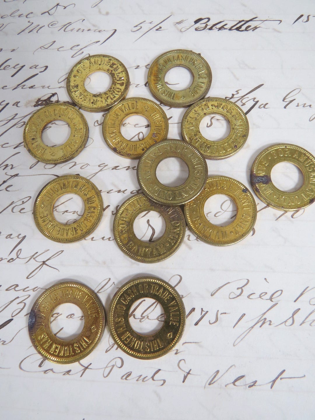 Vintage Brass Tokens, Arcade Amusement, Set of 20, Bantam Slot Machine ...