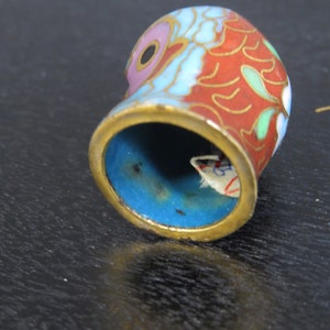 Vintage Cloisonne Enamel Monkey Thimble Gold Top Needle Guard - Etsy