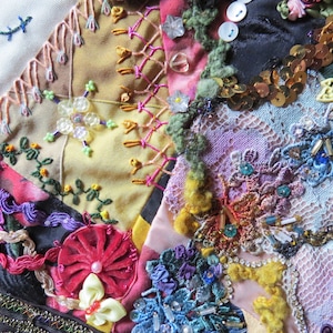 Crazy Quilt Table Runner Hand Embroidery Beadwork - Etsy