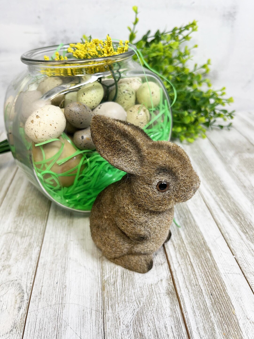Vintage Flocked Bunny Rabbit Brown Easter/spring Decor - Etsy