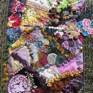 Crazy Quilt Table Runner Hand Embroidery Beadwork - Etsy