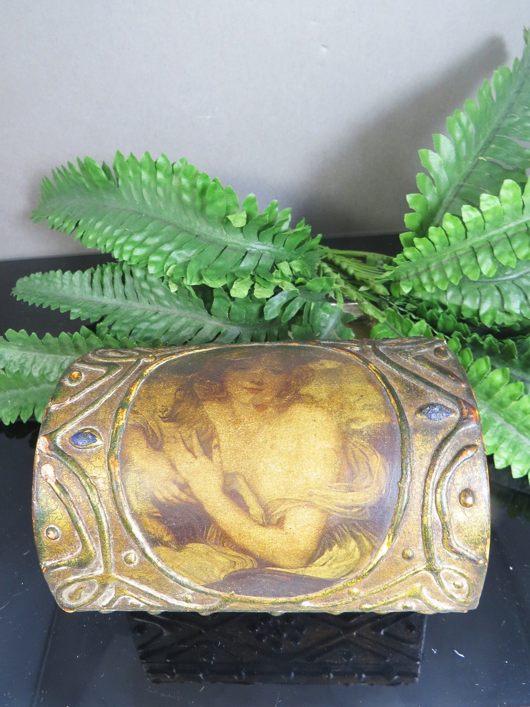 Vintage Renaissance Florentine Italian Jewelry Box Woman With Lamb ...