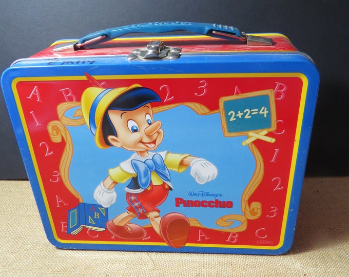 Vintage Disney's Pinocchio Metal Lunch Box & Thermos Back to School ...