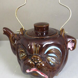 Vintage Bulldog Redware Pottery Teapot Lid & Wire Handle RELCO Japan - Etsy