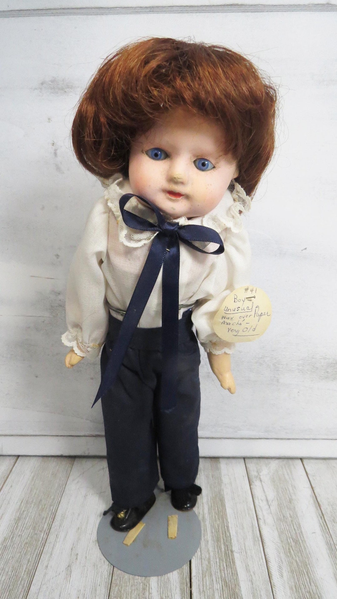 Vintage Wax Over Paper Mache German Doll Glass Eyes Real Human Hair - Etsy