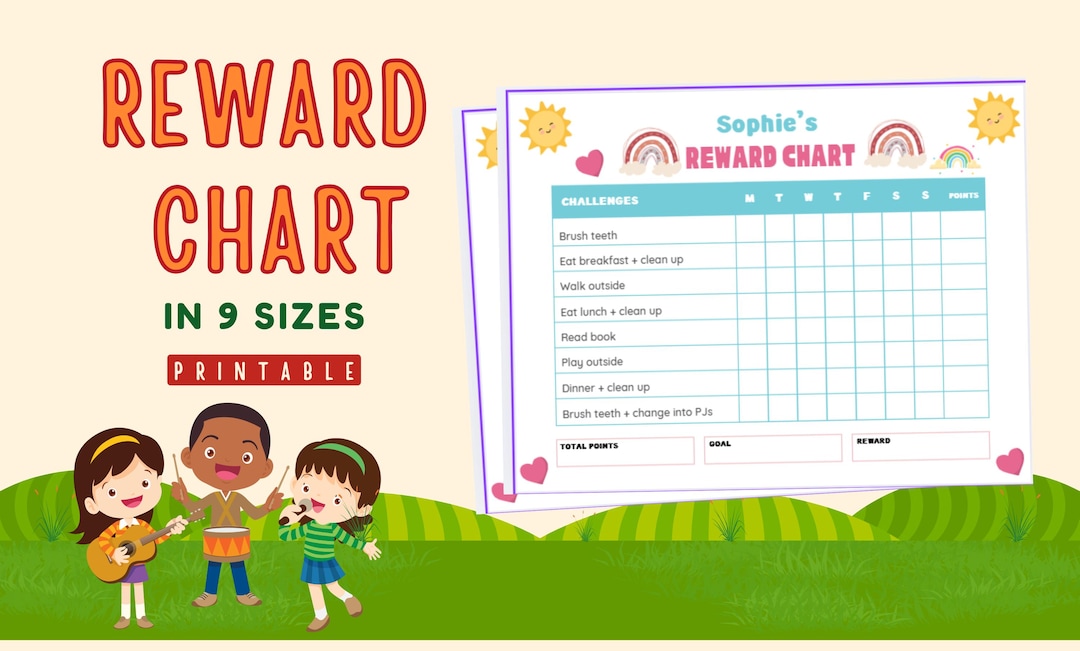 Personalized Reward Chart – Customizable Tracker for Motivation, Goals ...