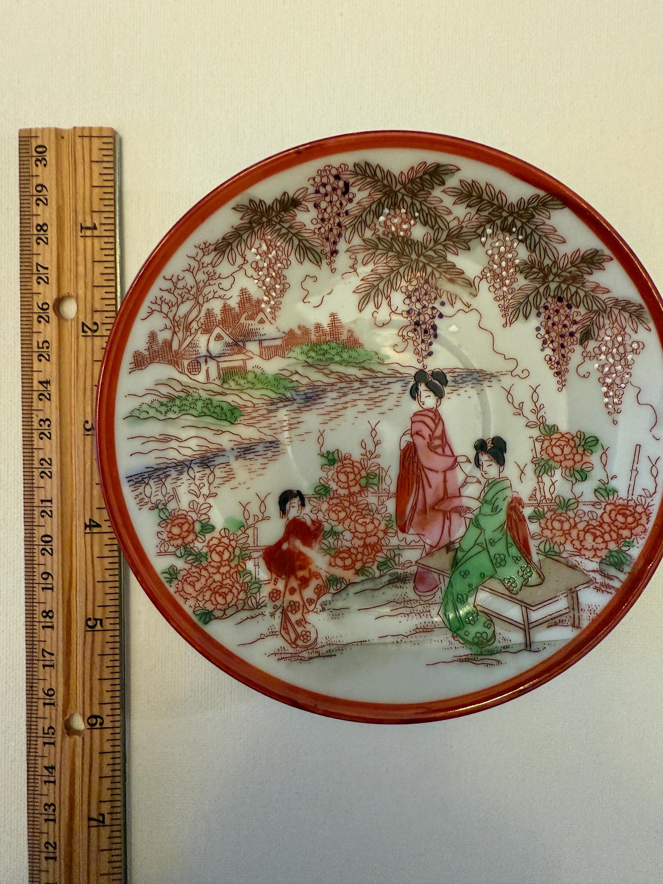 Vintage Japanese Geisha Girl Porcelain Plate Likely From the Late 19th ...