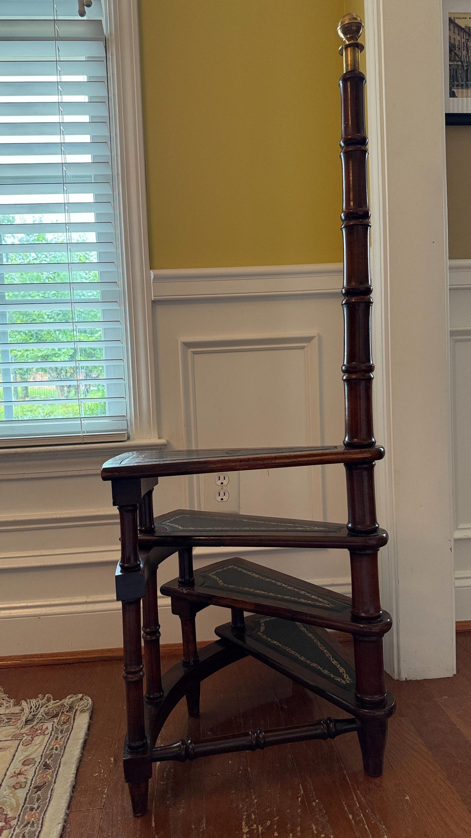 Vintage Mahogany & Brass Library Ladder - English Antique - Etsy