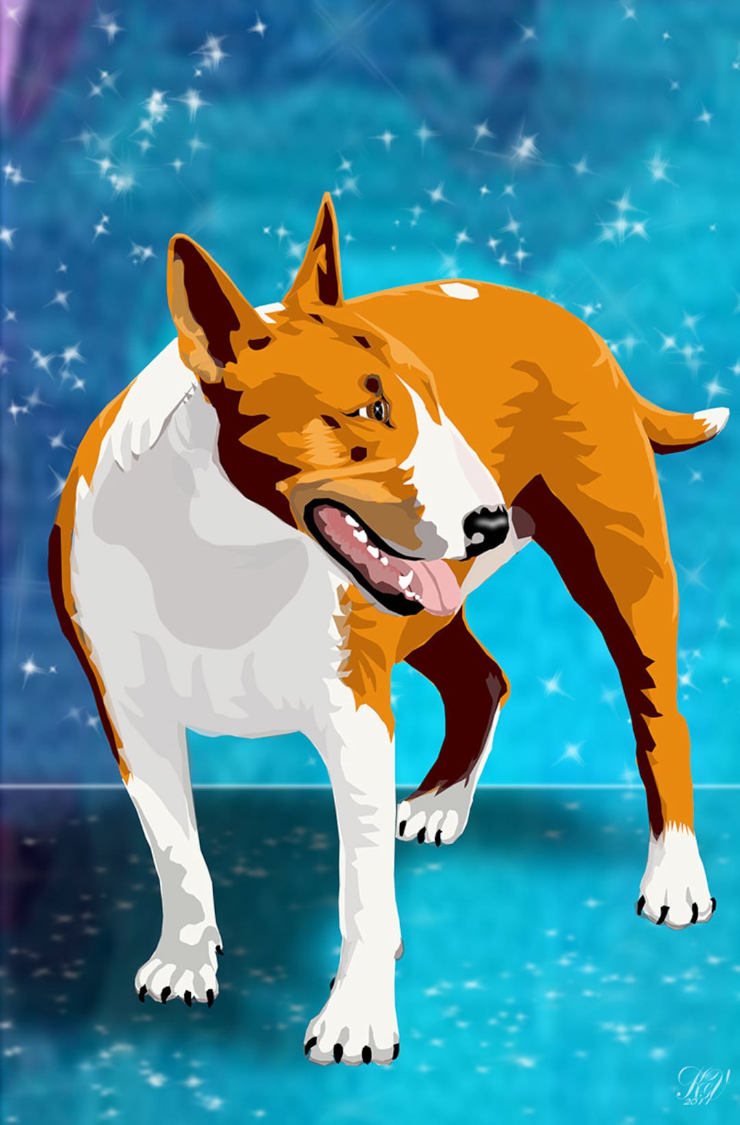 Join the Bark Side, Faun Red Smut Bull Terrier Custom Dog Portrait, Pre ...