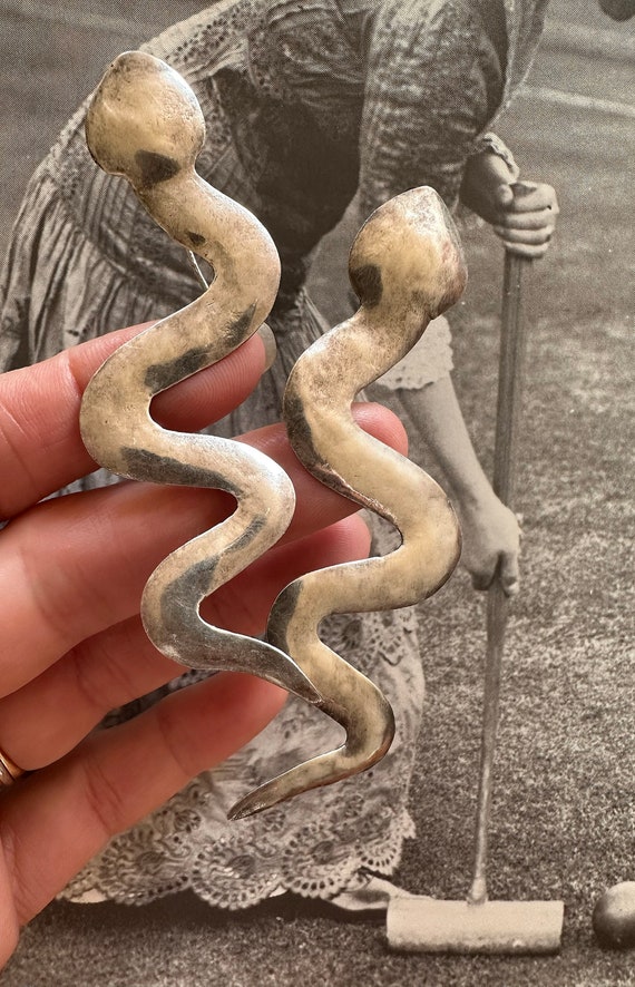 1980s Long Hammered Silver Snakes - Gem