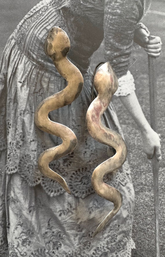 1980s Long Hammered Silver Snakes - Gem