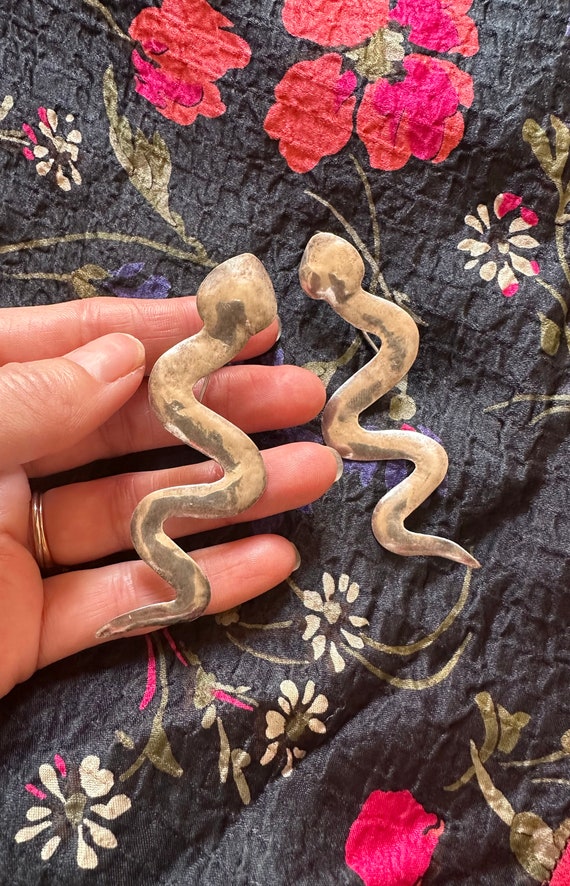 1980s Long Hammered Silver Snakes - Gem