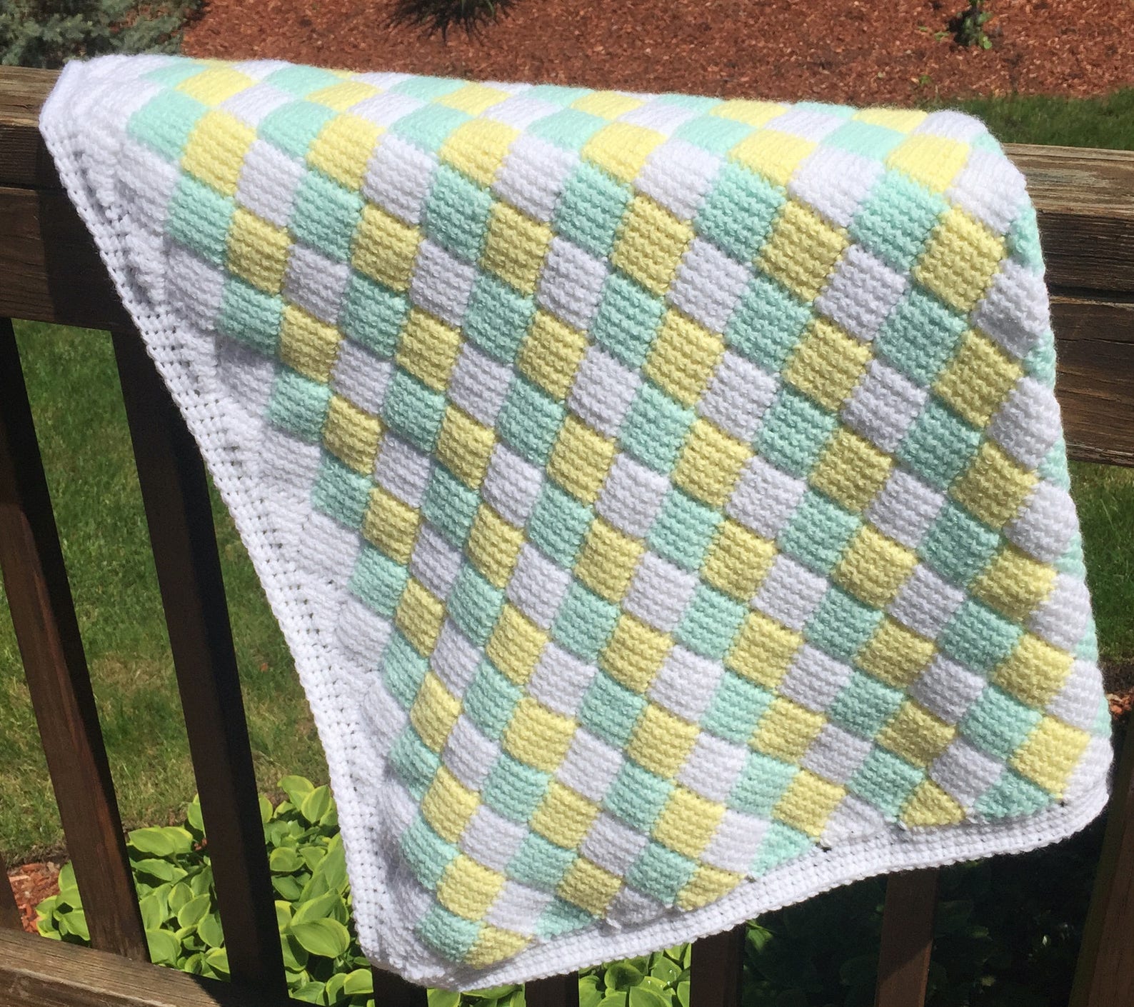 Crocheted Entrelac Baby Blanket or Lap Throw Pastel Checkered - Etsy