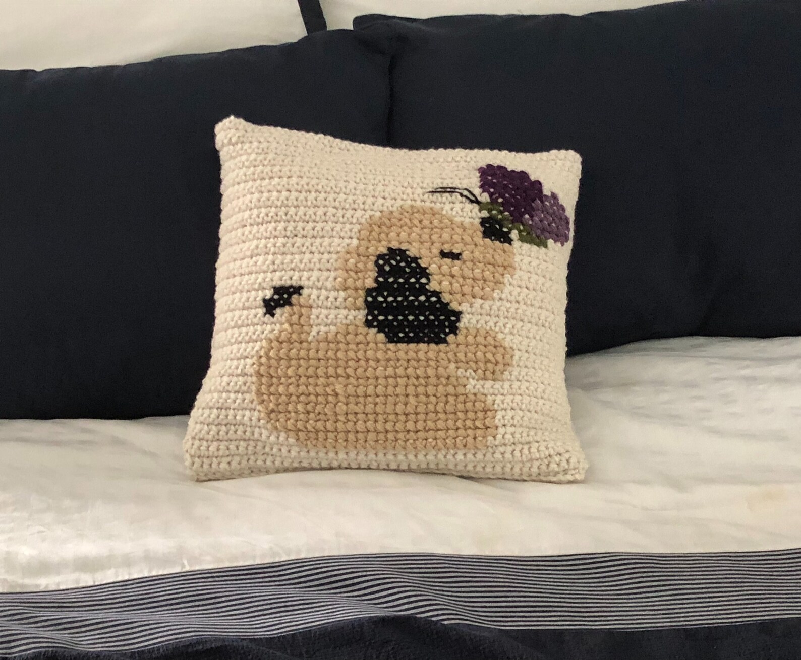 Crocheted and Cross Stitch Puppy Dog Pillow Pattern - Etsy