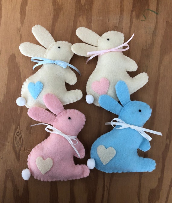 Handsewn Felt Bunnies With or Without Hanging Ribbon | Etsy