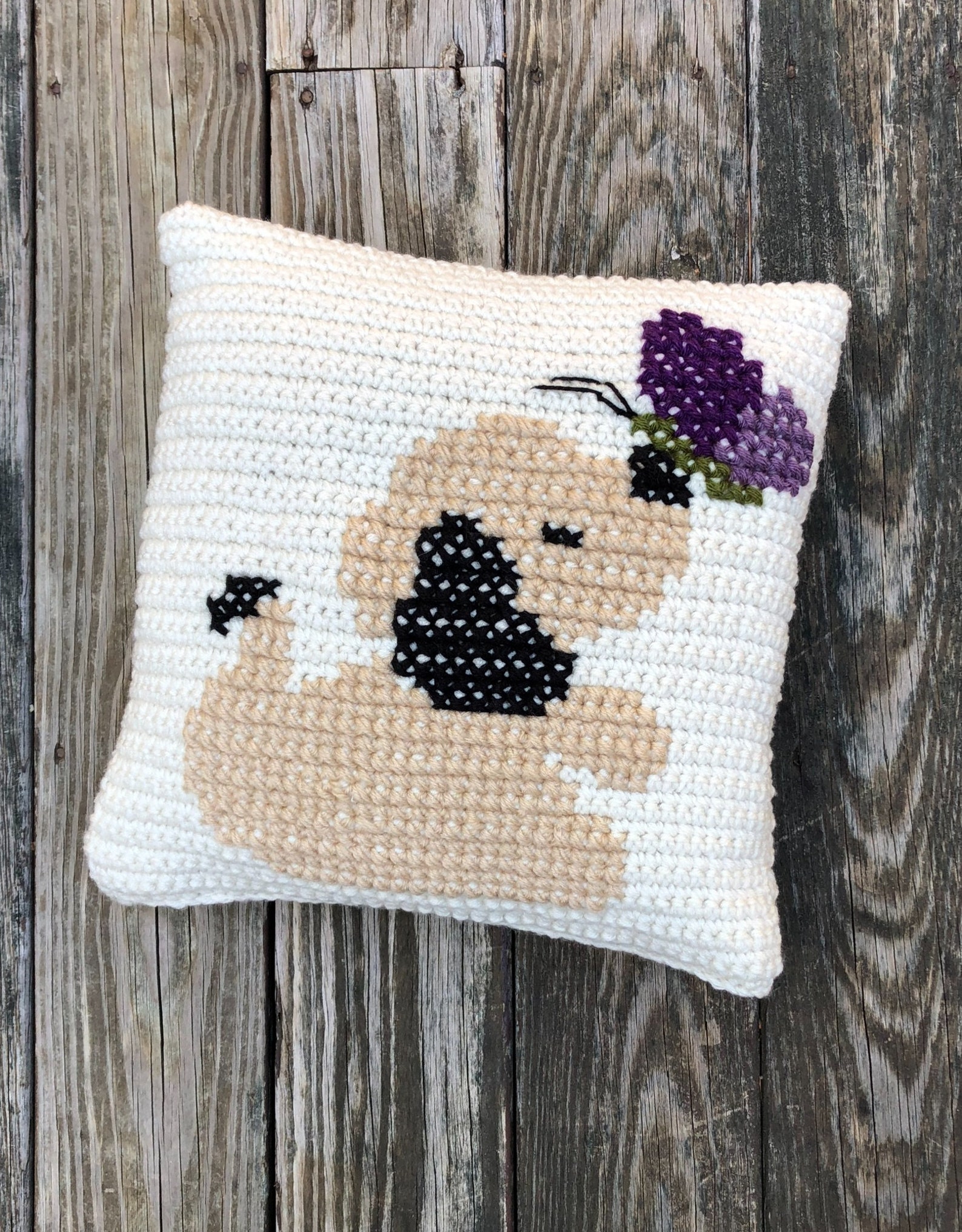 Crocheted and Cross Stitch Puppy Dog Pillow Pattern - Etsy