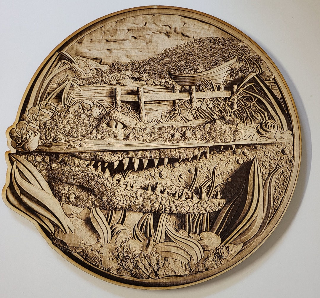 Florida Gator in a Swamp 3 D Laser Engraving - Etsy