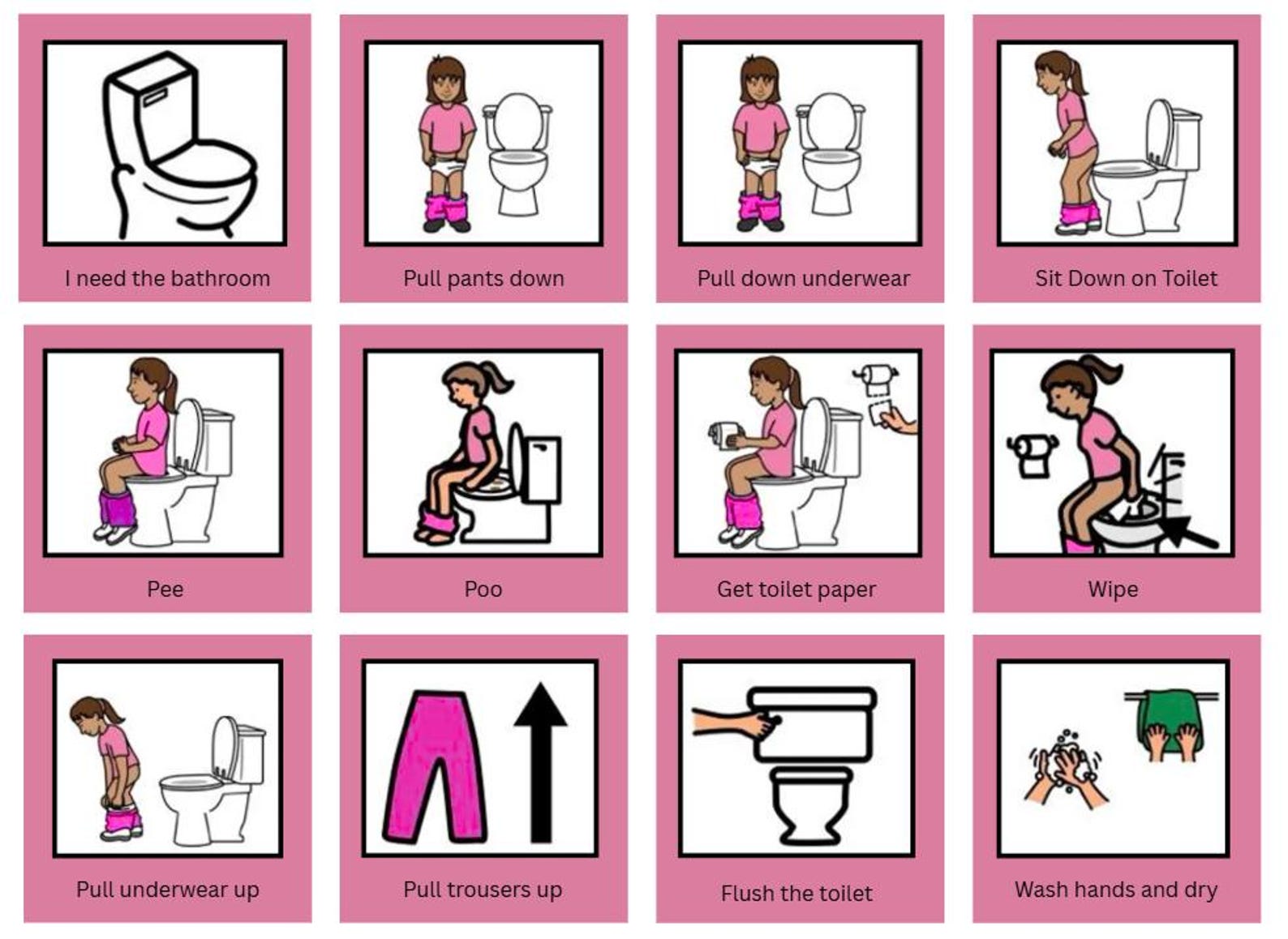 Potty Training Visual Cards for Girls: Autism & ASD Communication (PDF ...