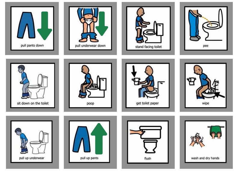 Potty Training Visual Cards for Boys: Autism & ASD Communication (PDF ...