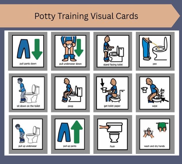 Visual Bathroom Potty Toilet Training Communication Cards for Boys ...