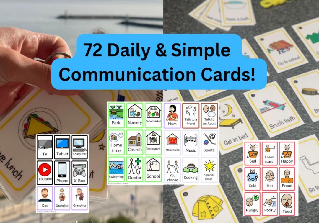 72 Laminated Communication Cards – Simple Daily Visual Support PECS ...
