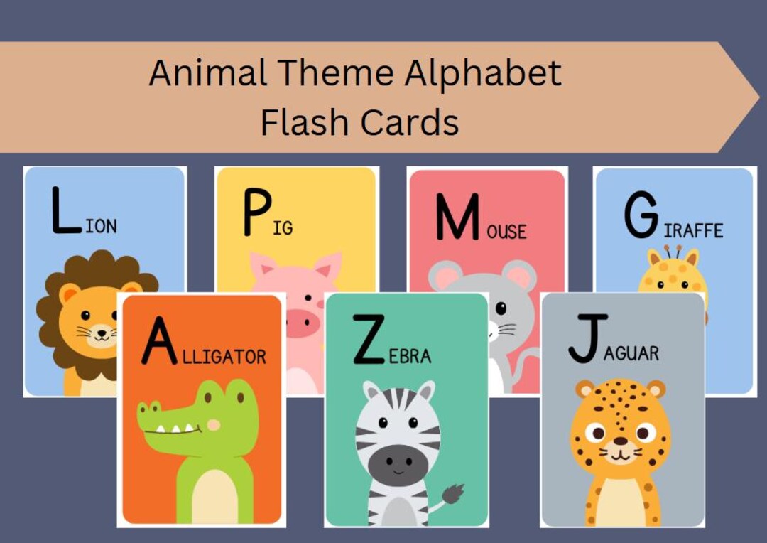 Alphabet Animal Flash Cards - Learning Alphabet - ABC Cards - Learn ...
