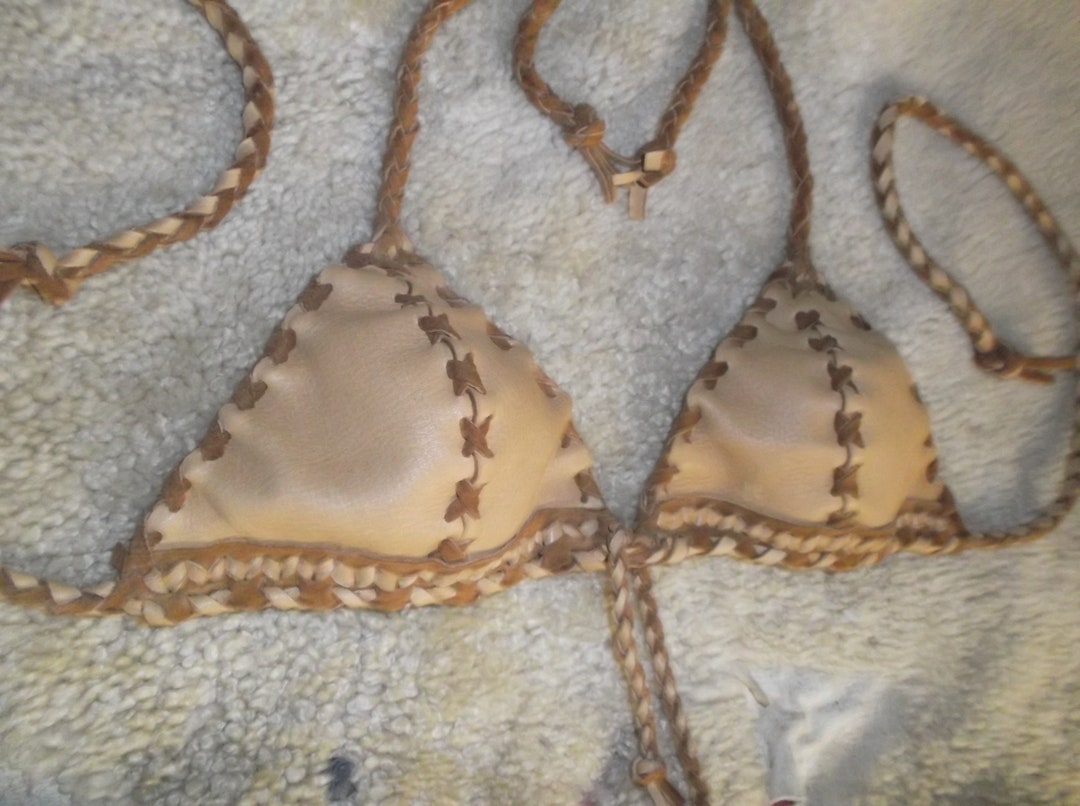 Hand Laced Saddle Tan Deerskin Yoke Bra Top Halter Bralette Leder Bra ...