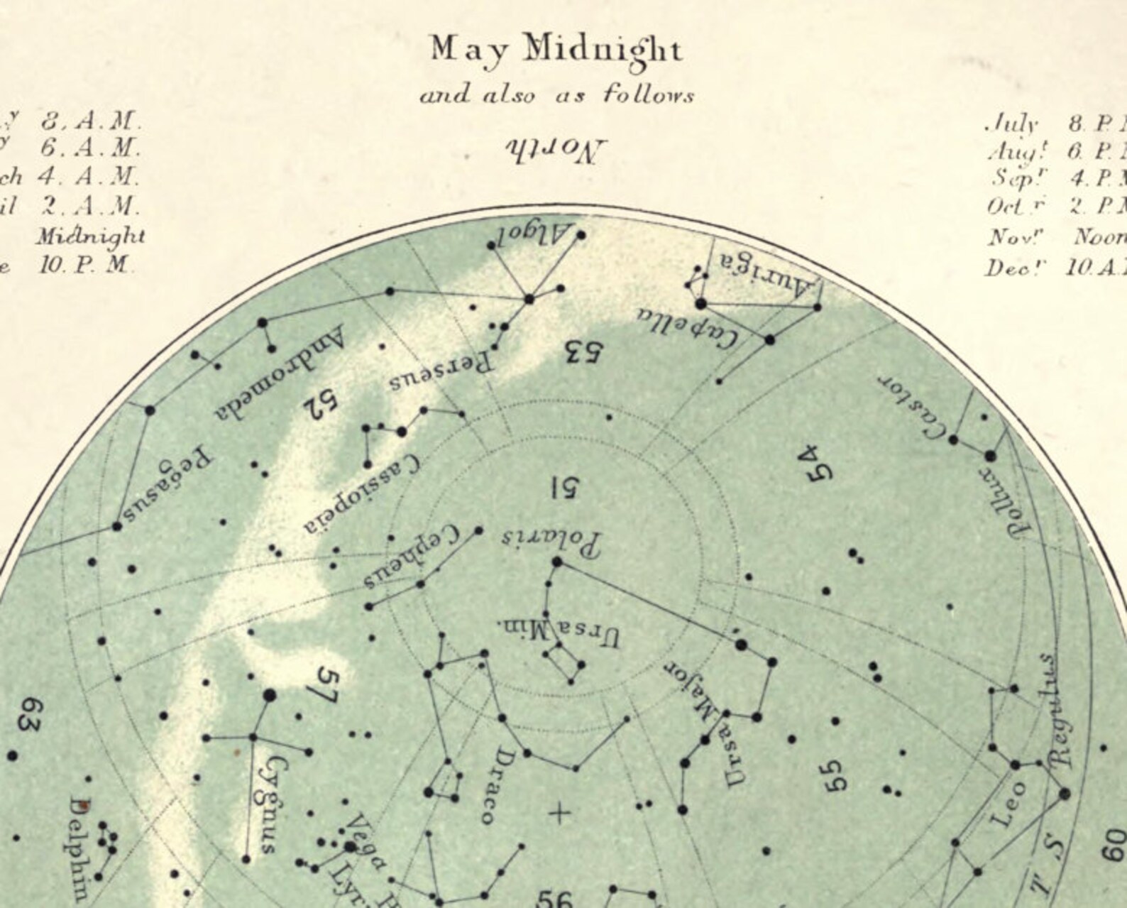 May Star Chart Constellations Popular Guide to the Heavens - Etsy