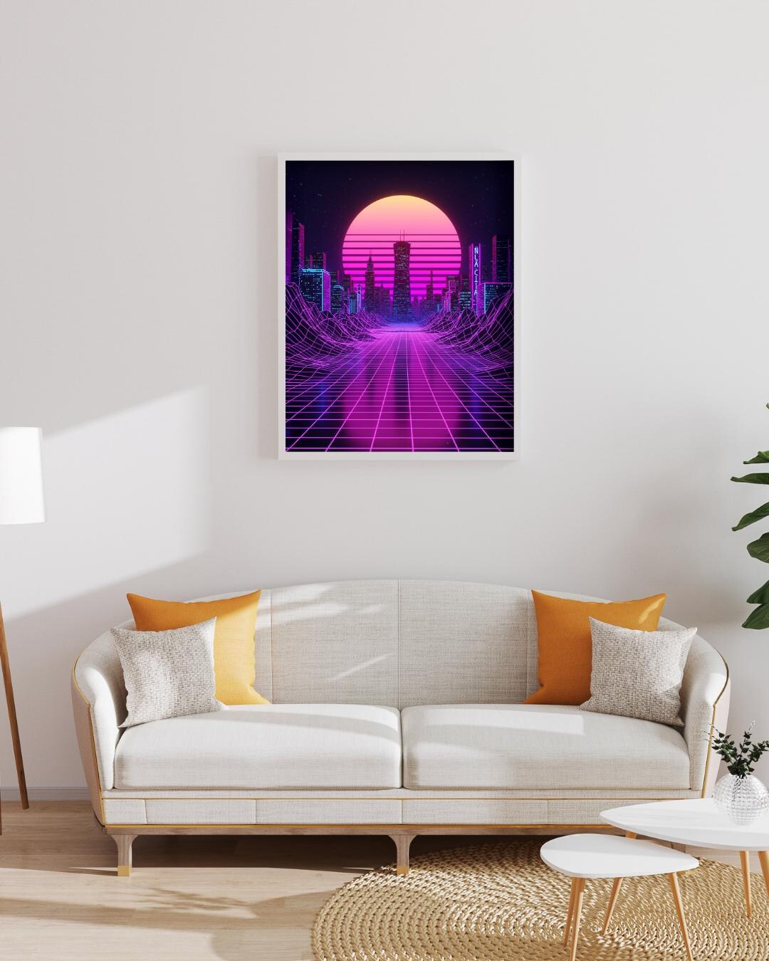 Synth Wave Cityscape Wall Art – Neon Retro 80s Poster, Vaporwave ...