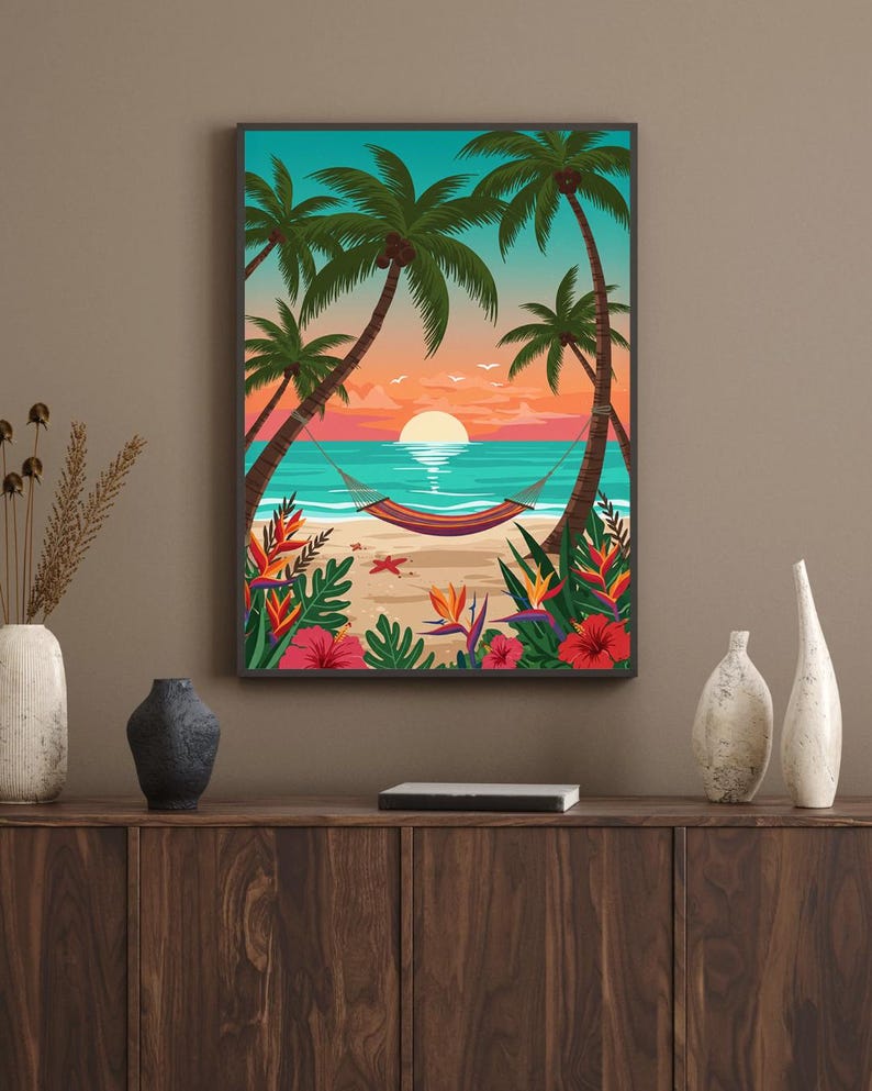 Tropical Vacation Poster – Colorful Beach Wall Art – Summer Vibes Print ...