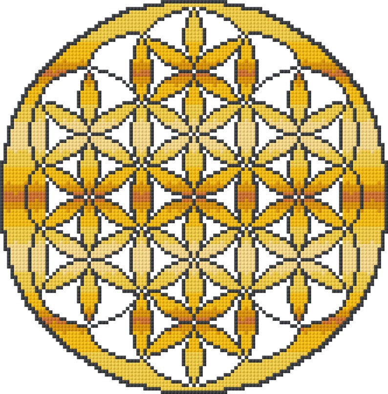Gold + Silver Flower of Life Cross Stitch Pattern - Etsy