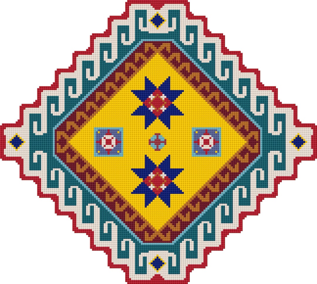 Armenian Carpet Motif Cross Stitch Pattern - Etsy
