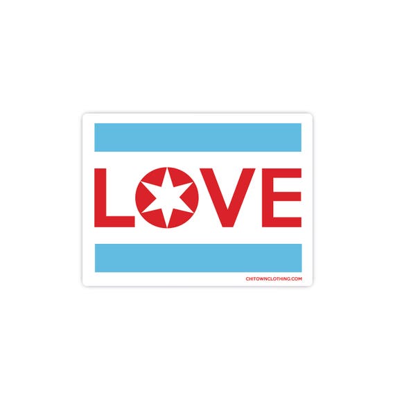 Chicago Flag LOVE Sticker | Etsy