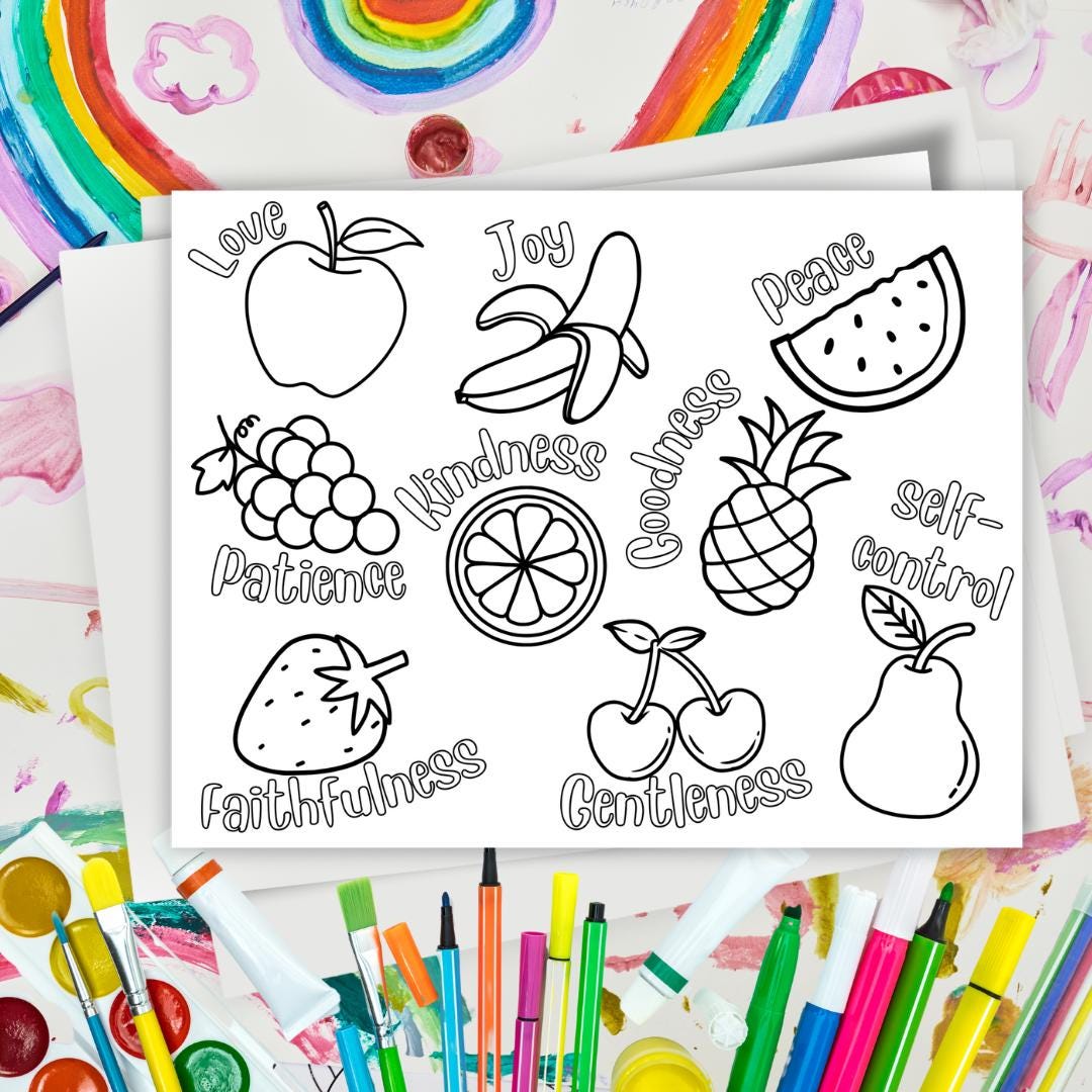 Fruit of the Spirit Printable Coloring Page for Kids - Etsy