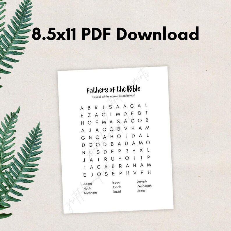 Bible Word Search Printable Fathers Day Puzzle - Etsy