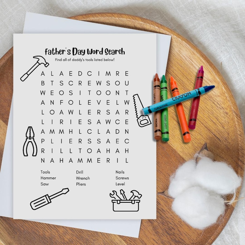 Father's Day Puzzle Printable Word Search Preschool Craft - Etsy