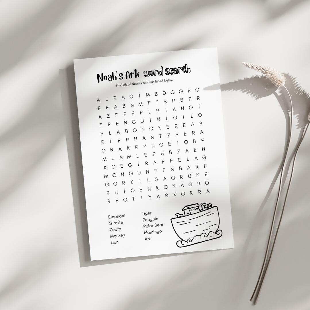 Noah's Ark Activity Printable Bible Wordsearch | Old Testament Activity ...