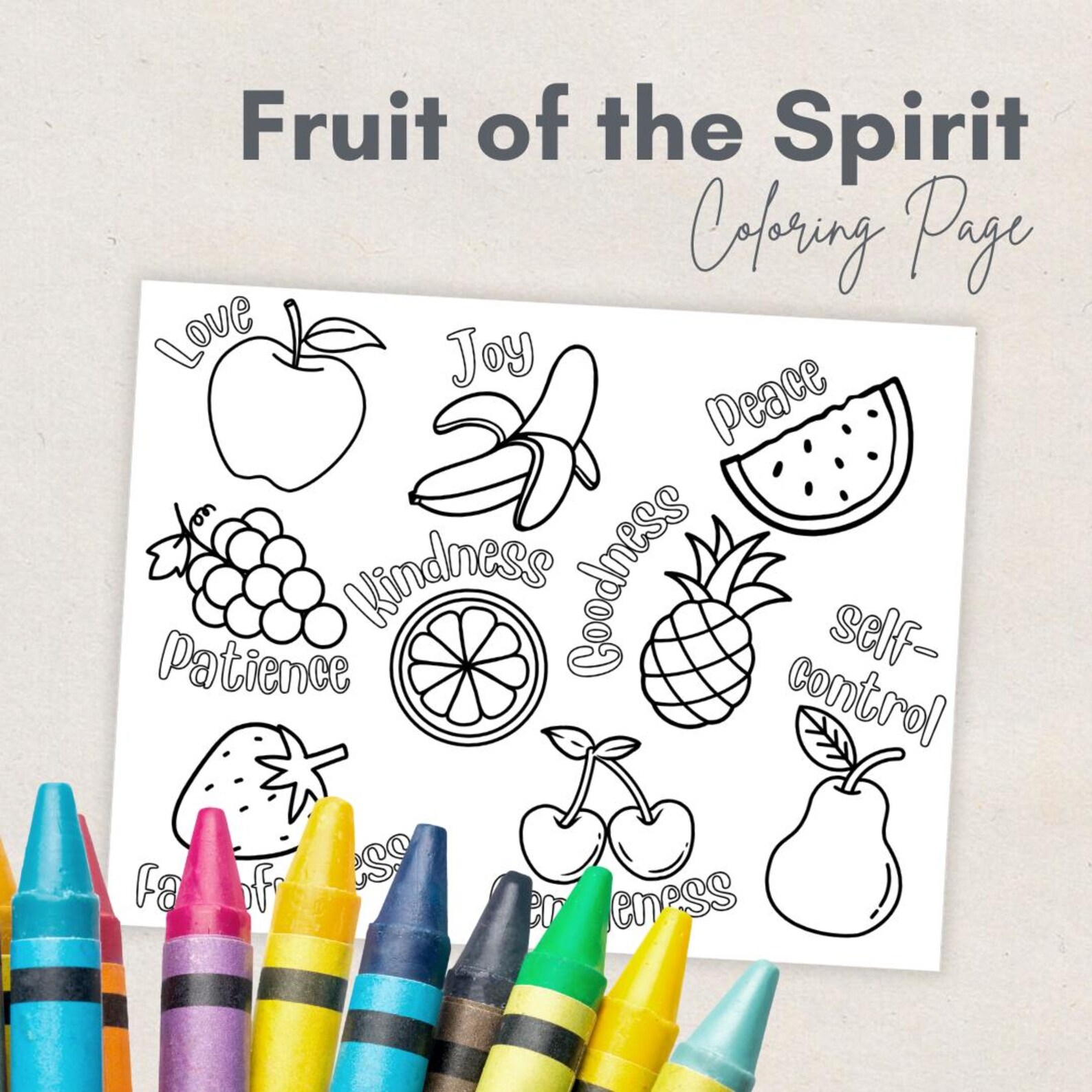 Fruit of the Spirit Printable Coloring Page for Kids - Etsy